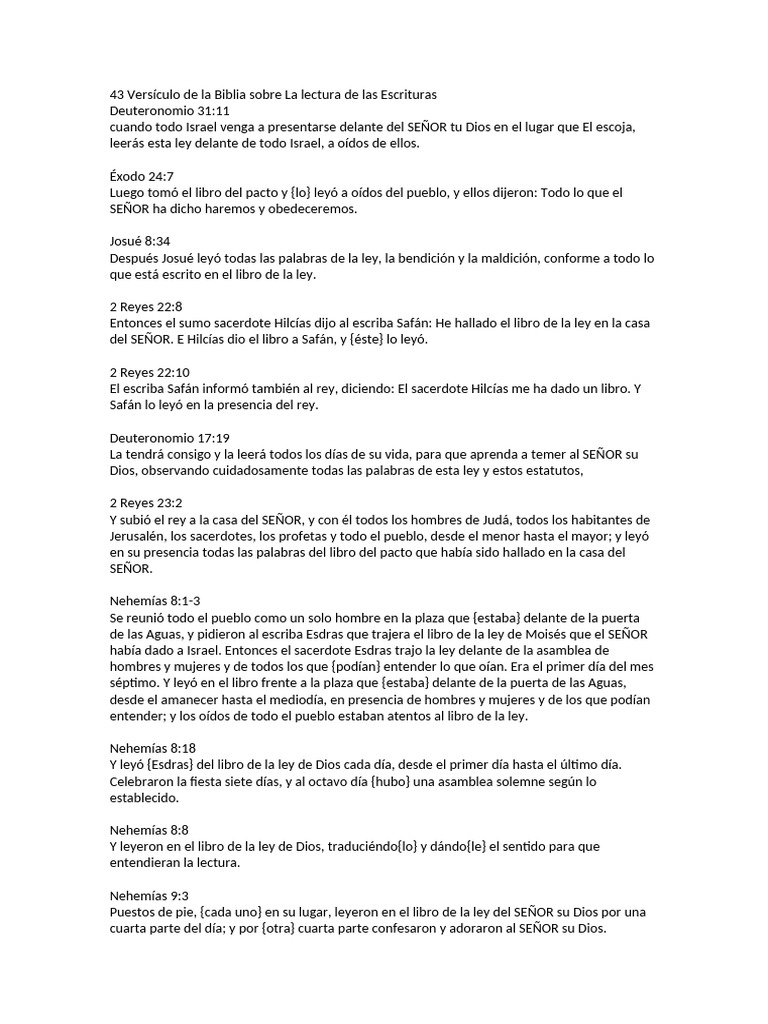 43 Versículo de La Biblia Sobre La Lectura de Las Escrituras | PDF