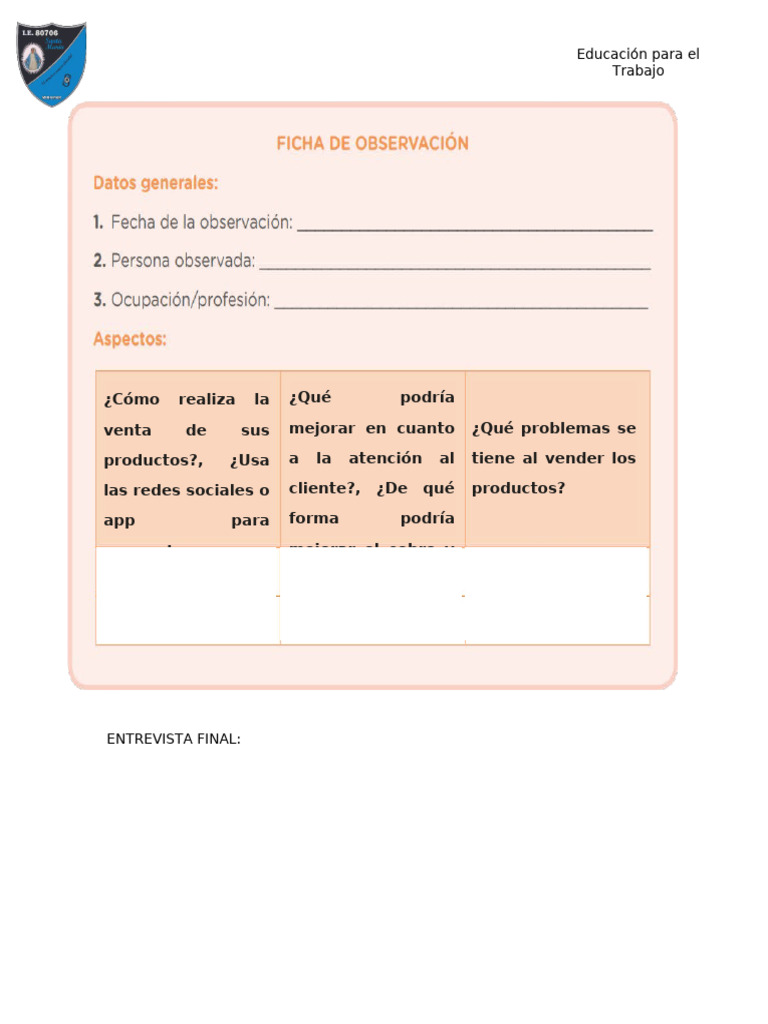 Ficha de Observacion | PDF