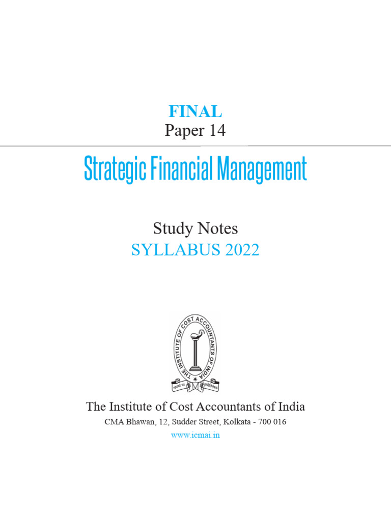Strategic Financial Management: Paper 14 | PDF