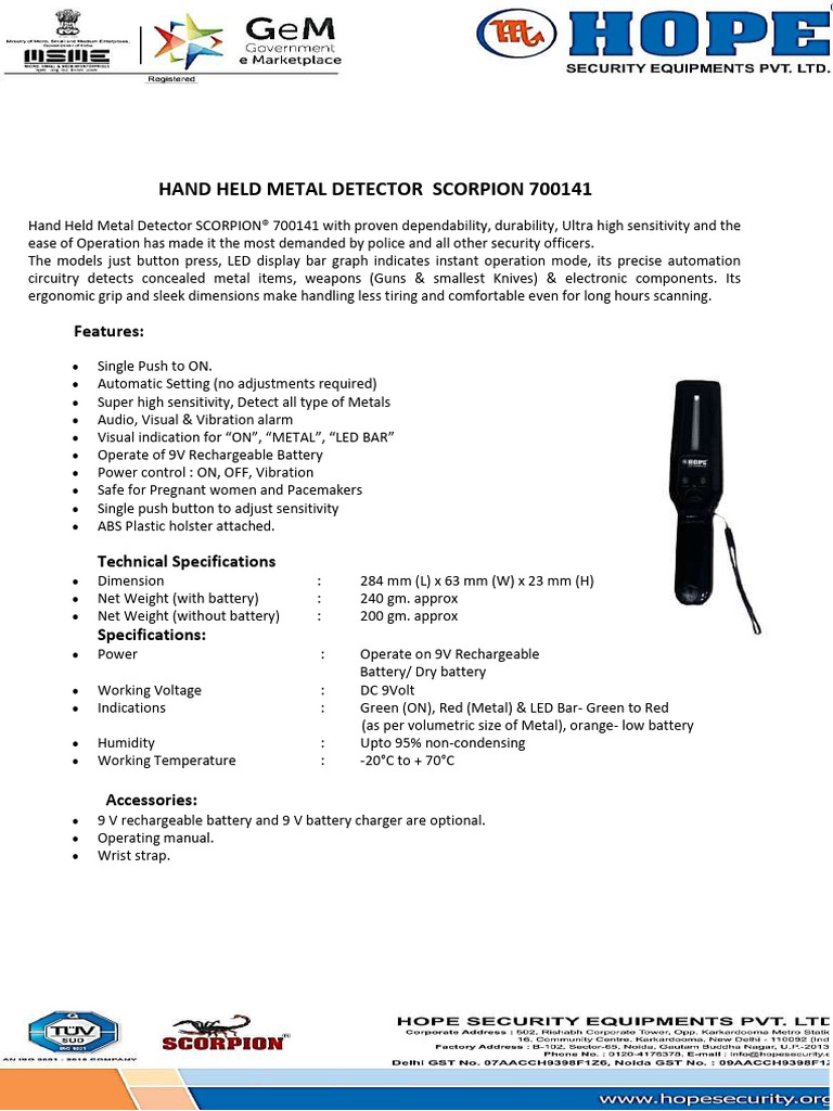Scorpion 700141 Datasheet | PDF