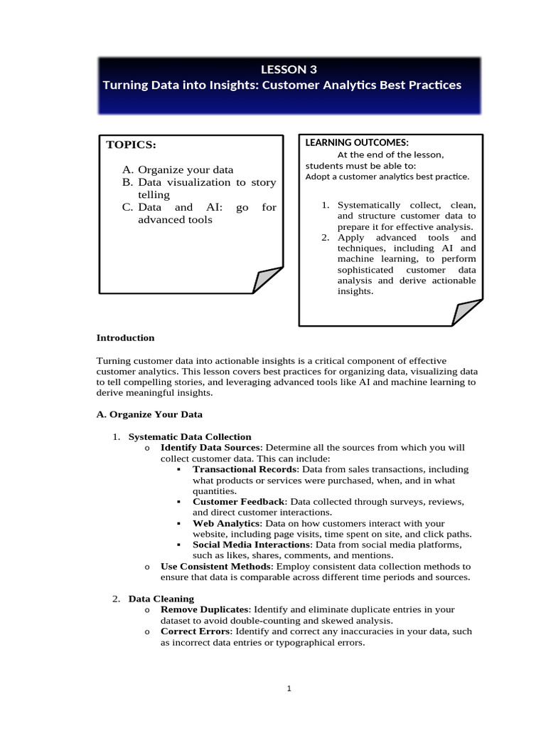 Lesson 3_Customer Analytics | PDF