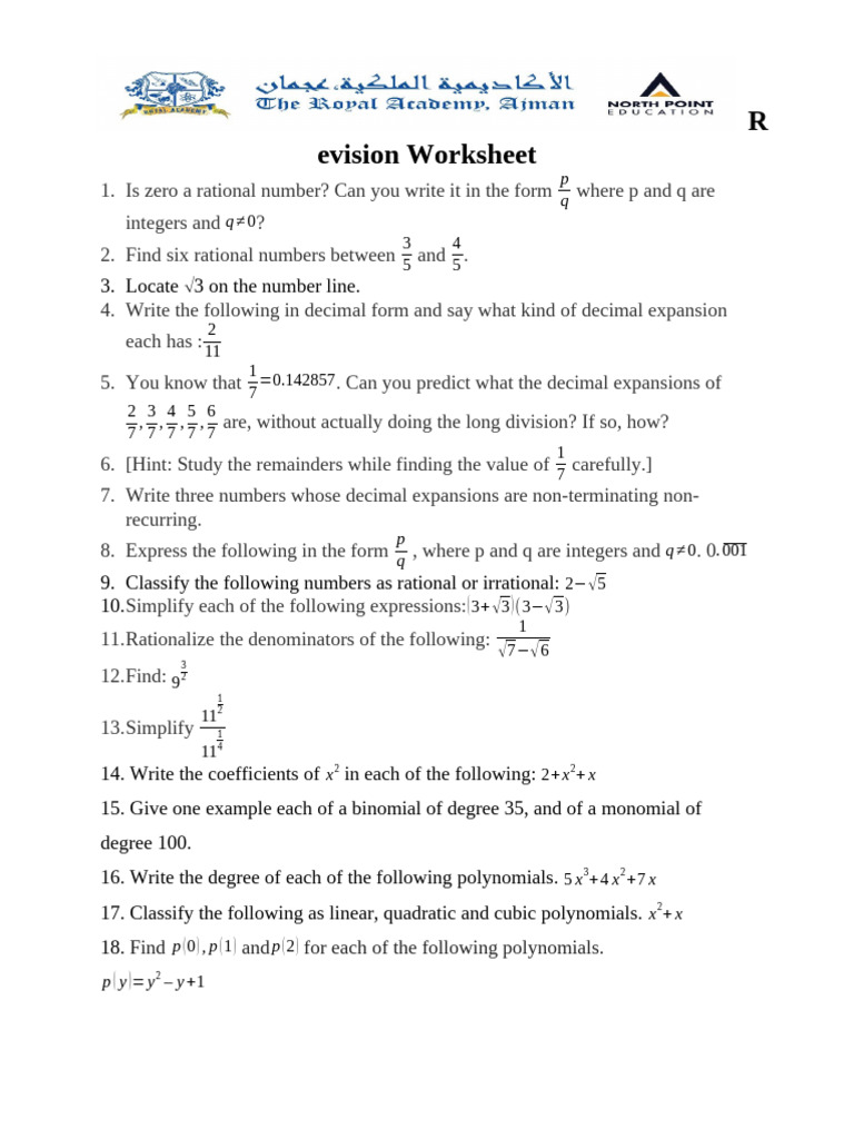 GR 9 - Worksheet | PDF