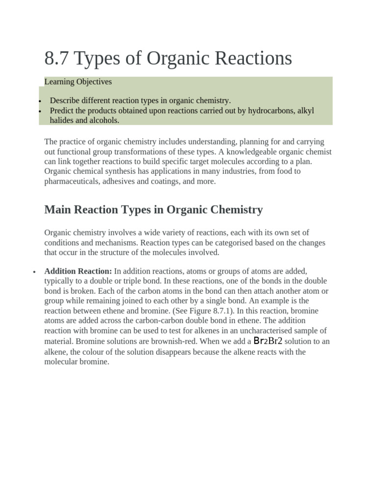 Organic Chemical Reaction | PDF