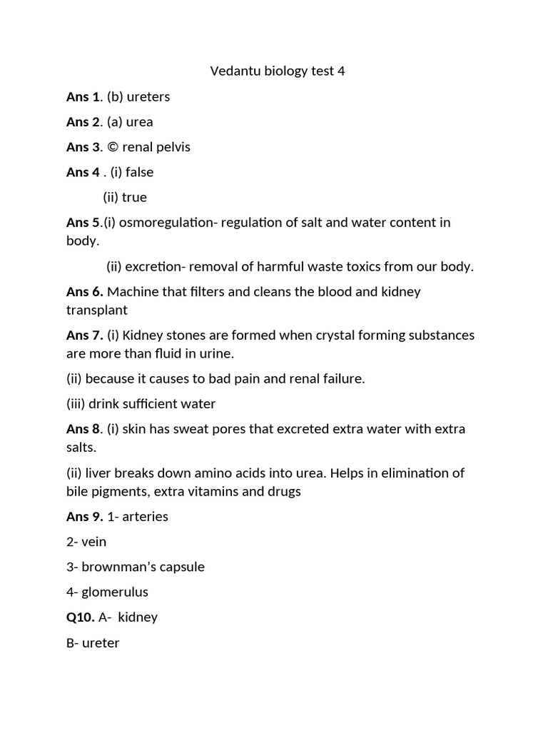 Vedantu Biology Test 4 | PDF