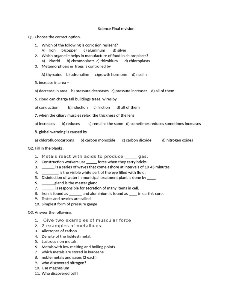 Science Final Revision | PDF