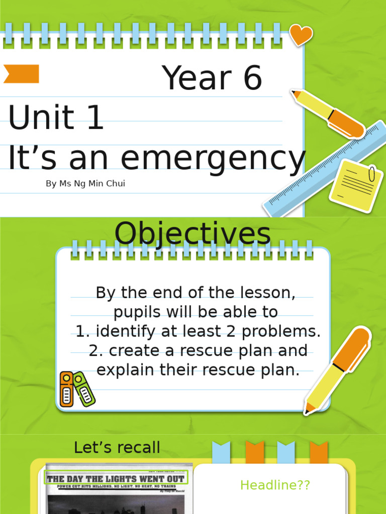 Year 6 Unit 1 It's An Emergency | PDF