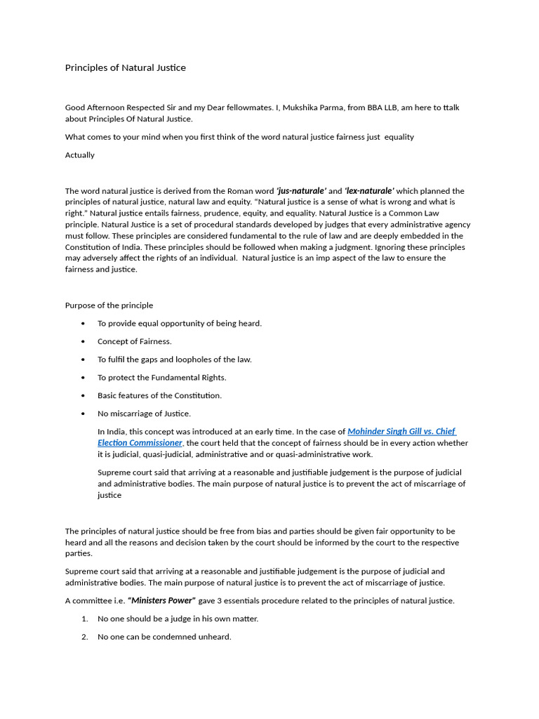 Principles of Natural Justice | PDF | Justice | Crime & Violence