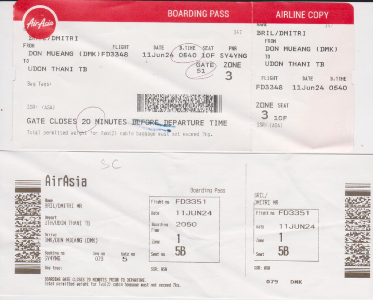 AirAsia - Boarding Pass DMK-UTH-DMK | PDF