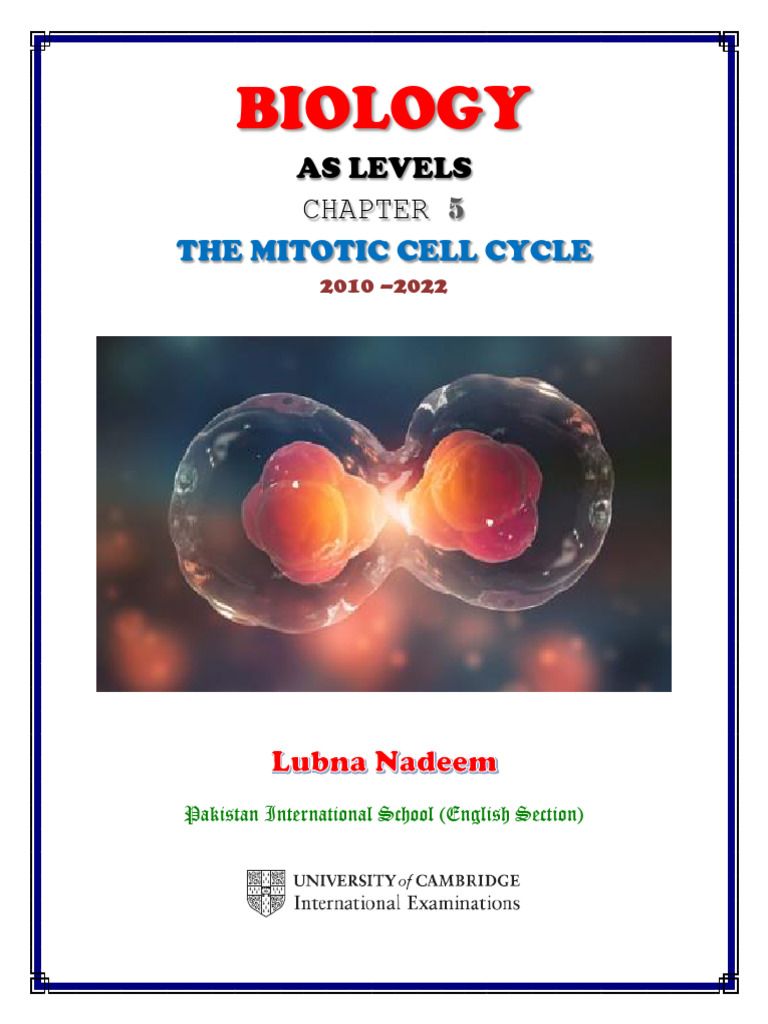 Chapter 5 The Mitotic Cell Cycle A Levels (1) - 1 | PDF