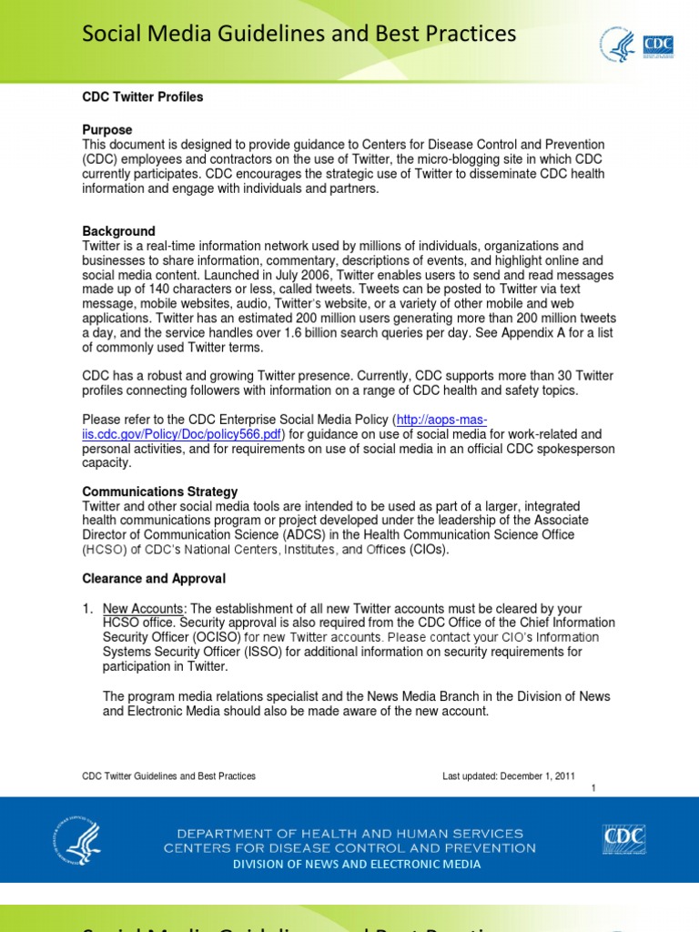 CDC Twitter Guidelines | PDF | Hashtag | Social Media