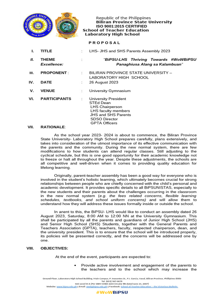 Proposal For Opening of Classes 2023 | PDF