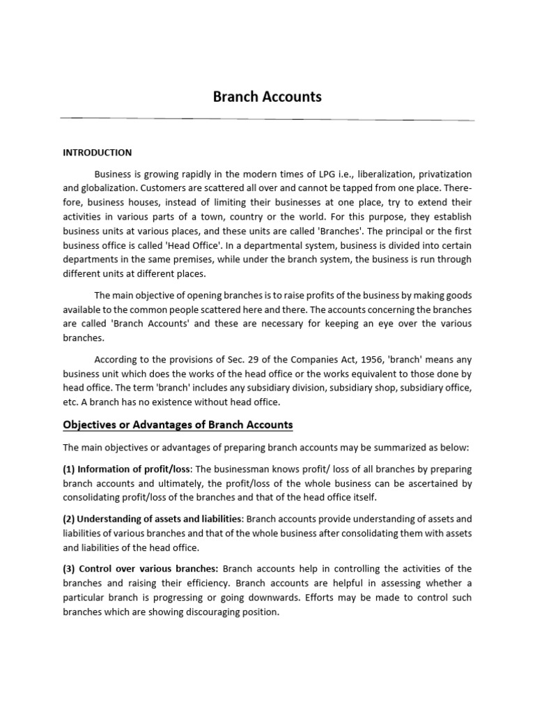 Branch Account | PDF