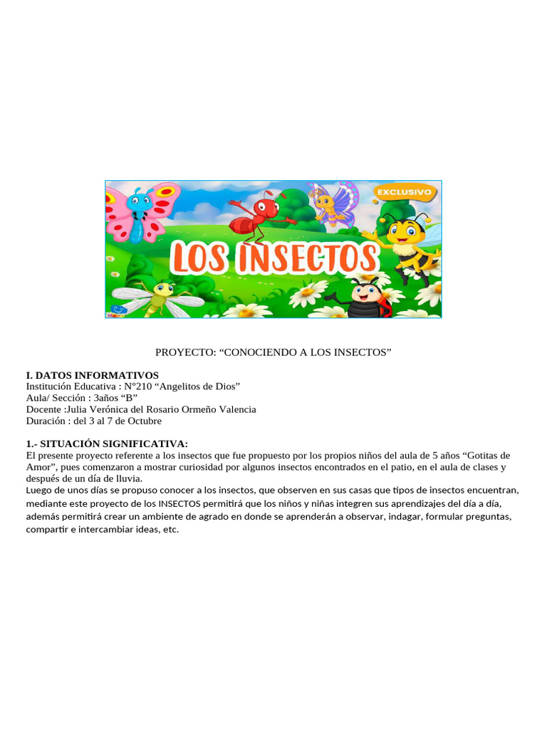 PROYECTO Los Insectos | PDF | Salón de clases | Queso