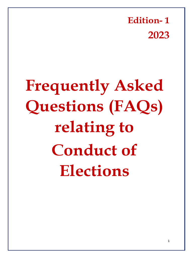 FAQs On Conduct of Elections Edition-1 | PDF
