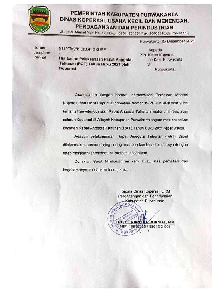 Surat Himbauan RAT TB 2021 | PDF