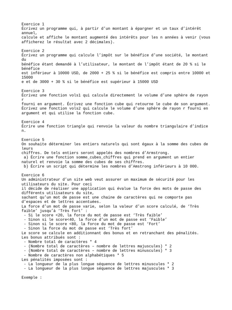 Exercices Pythons | PDF