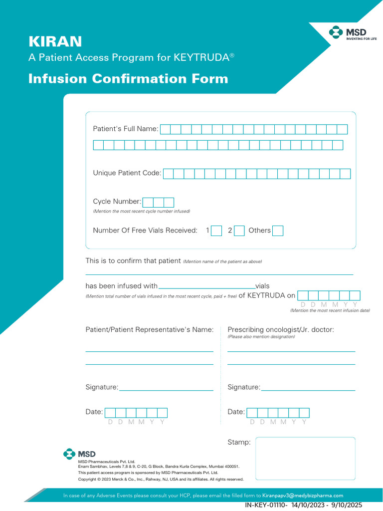 Kiran Infusion Form | PDF