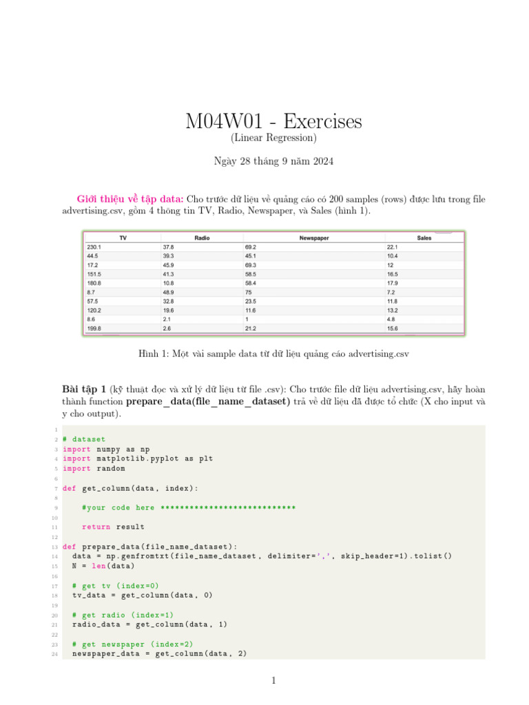 M04W1 Excercise | PDF