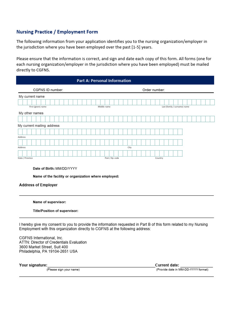 Employment History Form NLN 01 20 | PDF