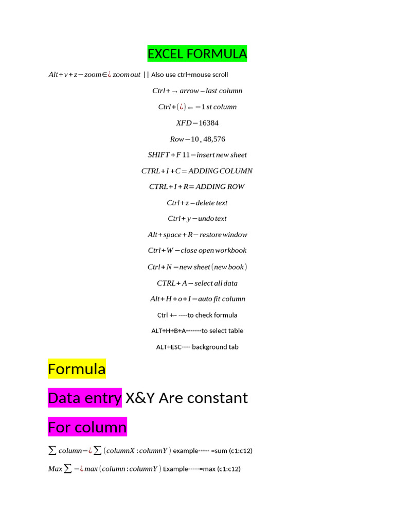 Excel Formula | PDF | Microsoft Excel | Computing