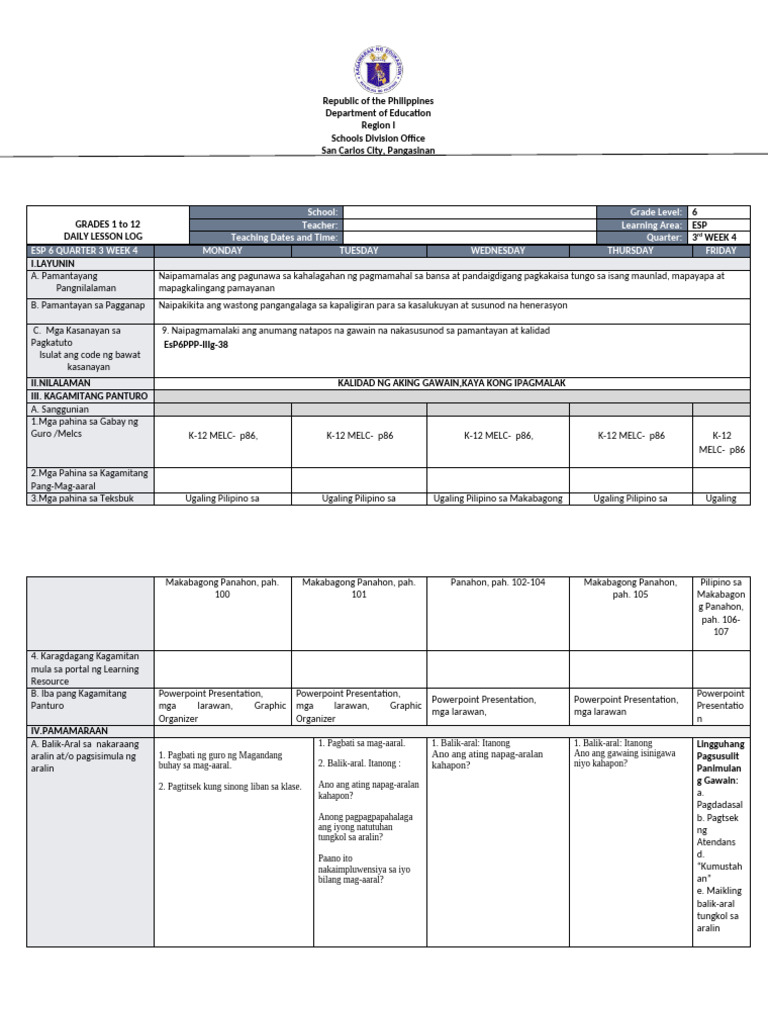 DLL - Esp 6 - Q3 - W4 | PDF