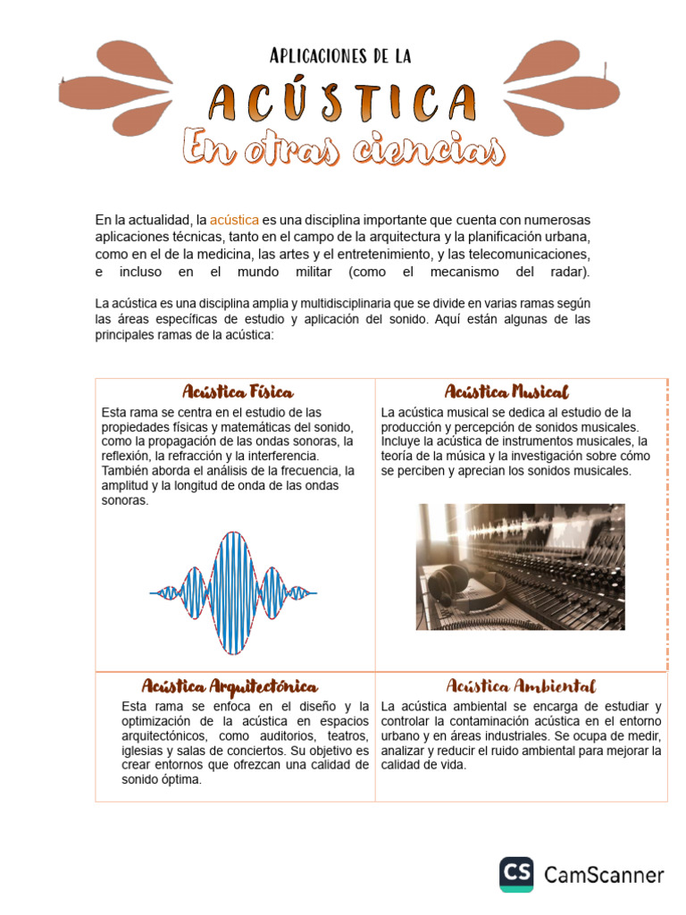 Ramas y aplicaciones de la acústica | PDF | Acústica | Sonido