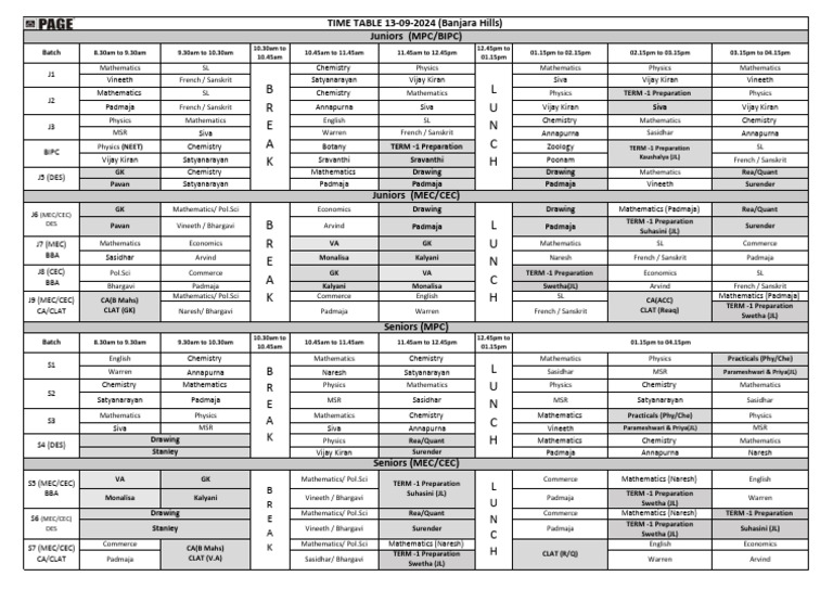 JR & SR Timetable 13-09-2024 | PDF