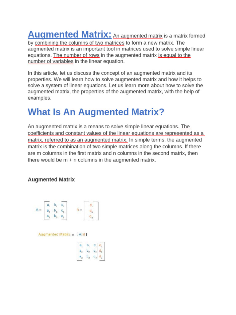 Augmented Matrix | PDF