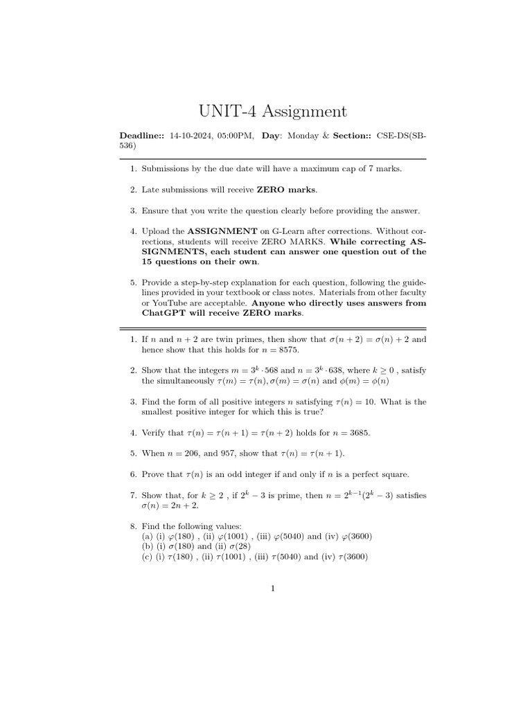 UNIT-4 Practice Questions | PDF