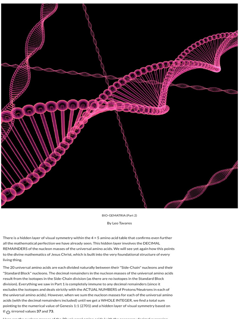 Mathematical Monotheism - BIO-GEMATRIA_ PROOF OF GOD IN DNA 2(Par | PDF