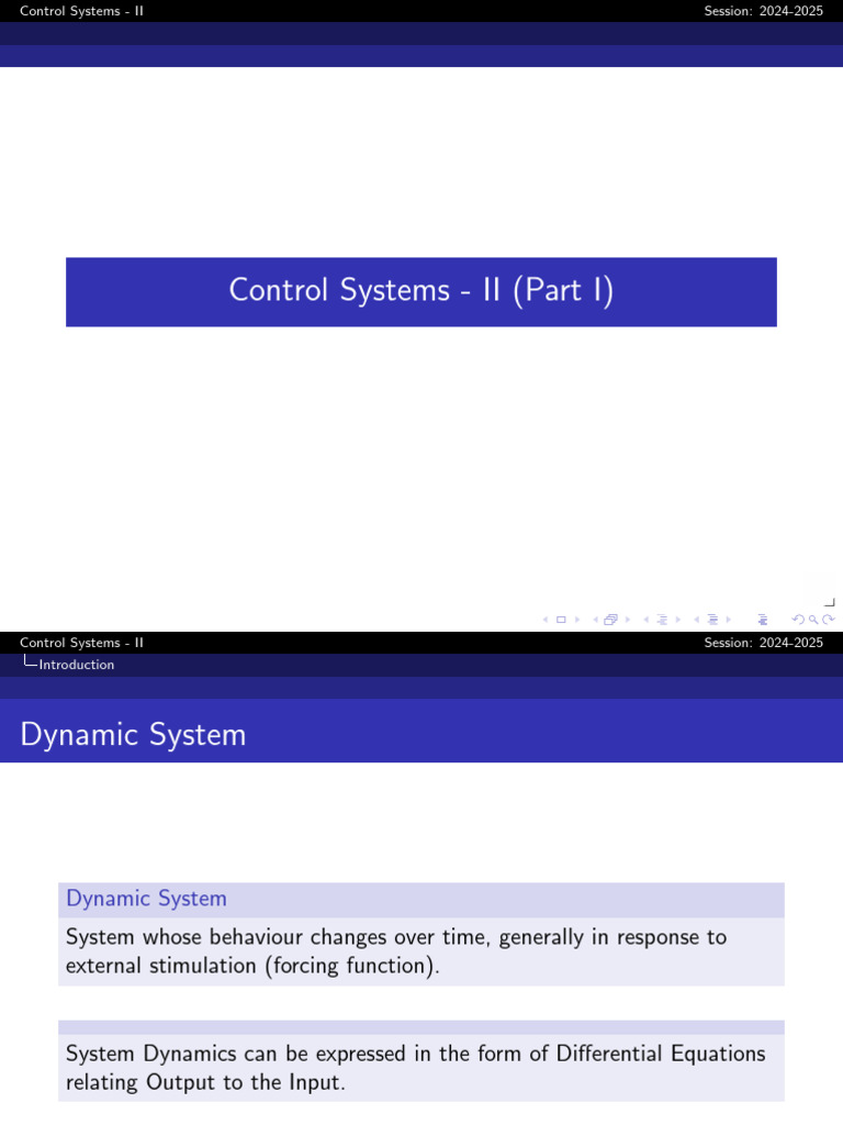 Slides - Control Systems - II (Part I) | PDF | Control Theory | Finance & Money Management