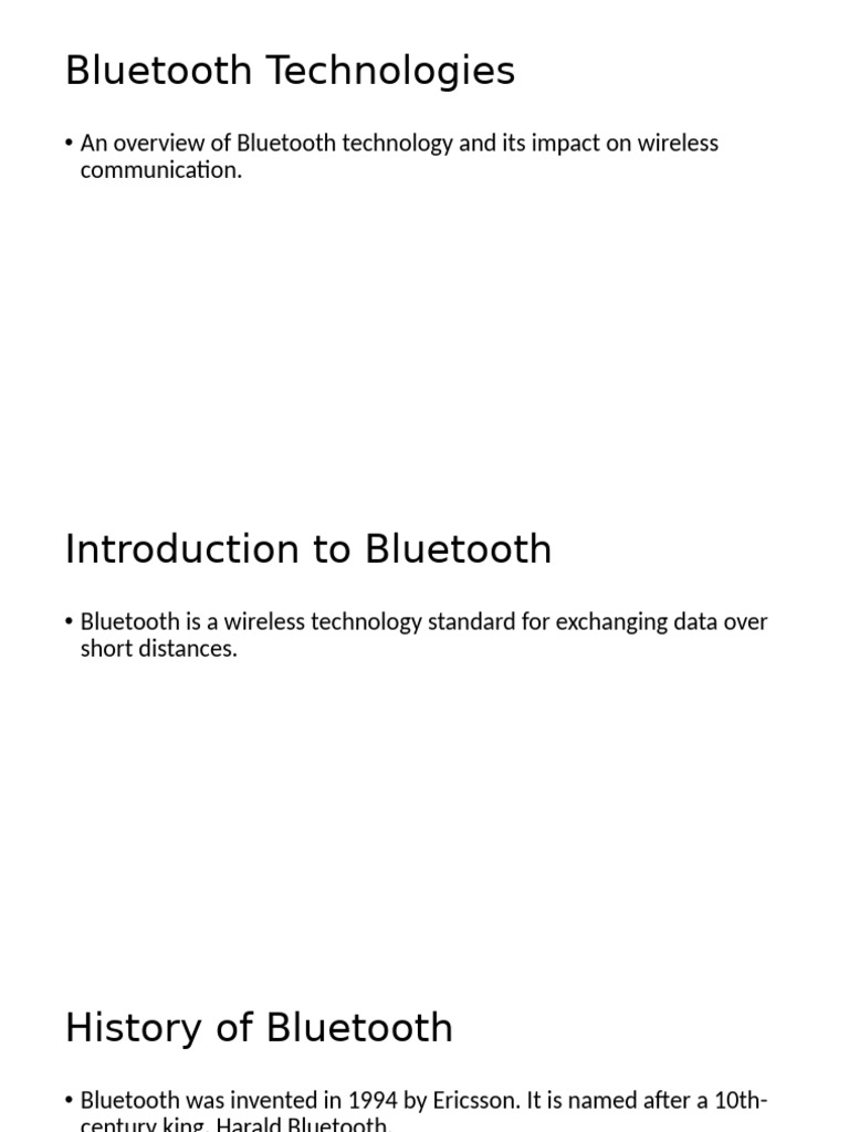 Bluetooth Technologies | PDF