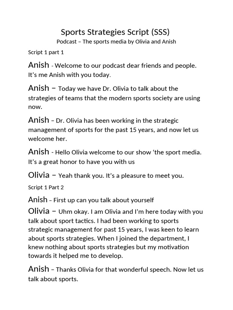 Sport Strategies Script | PDF