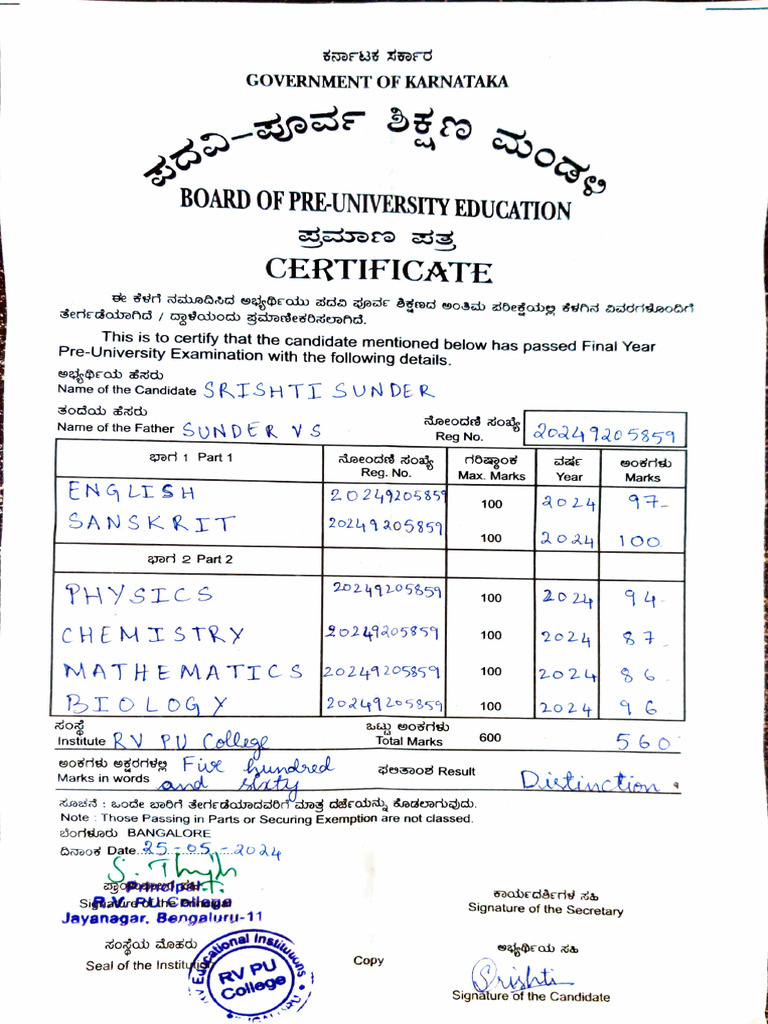 Provisional Marks Card | PDF