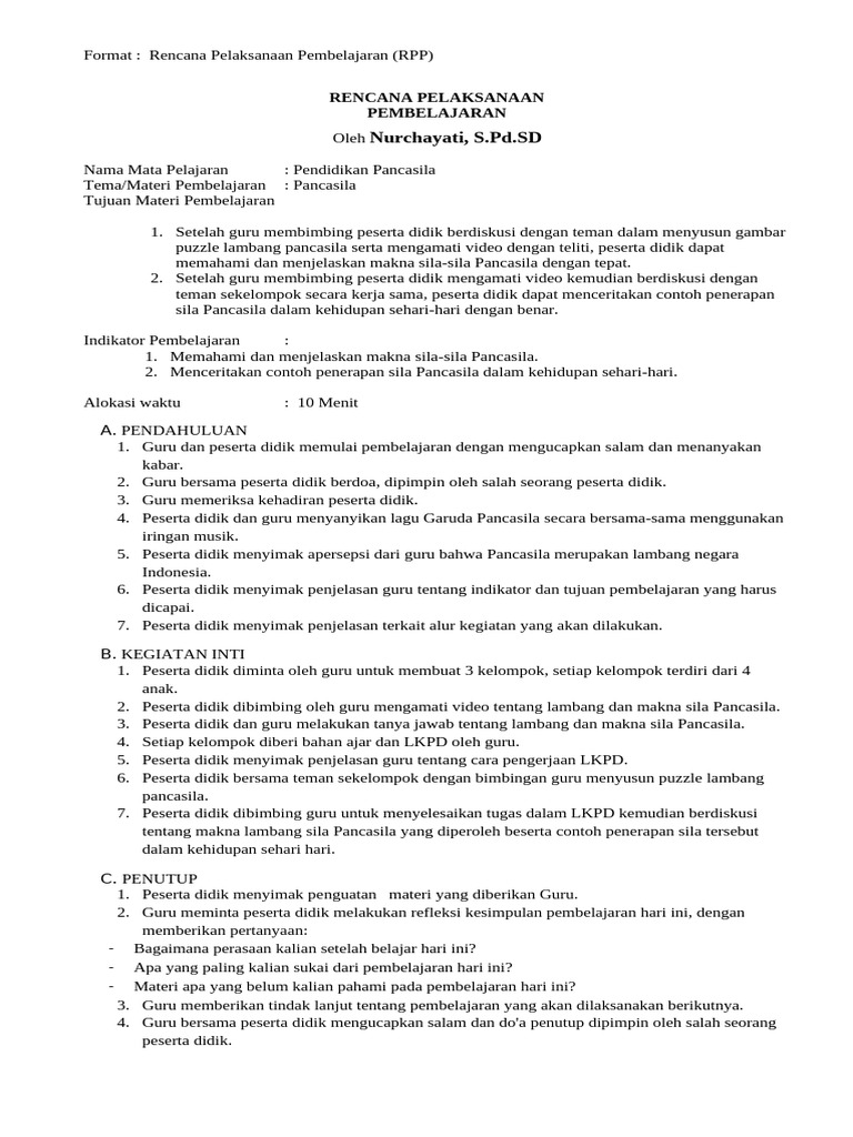 Format RPP CGP 10 REGULER | PDF