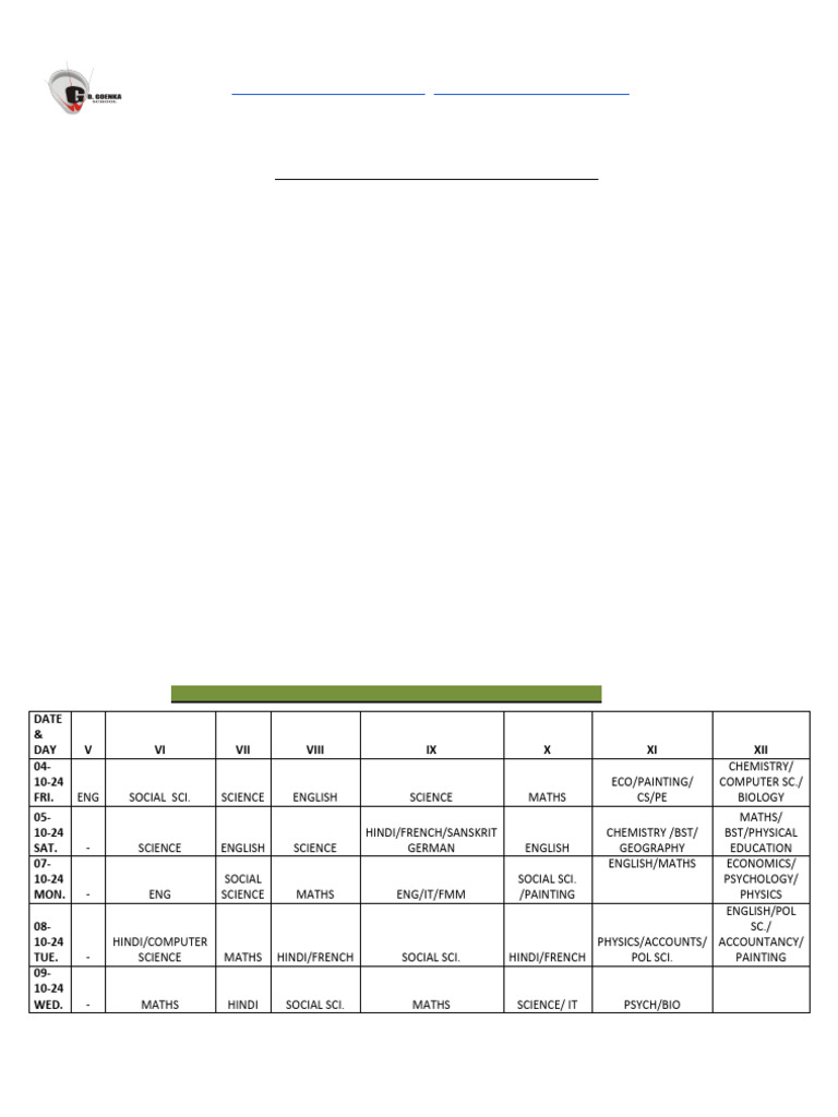 Retest Datesheet | PDF