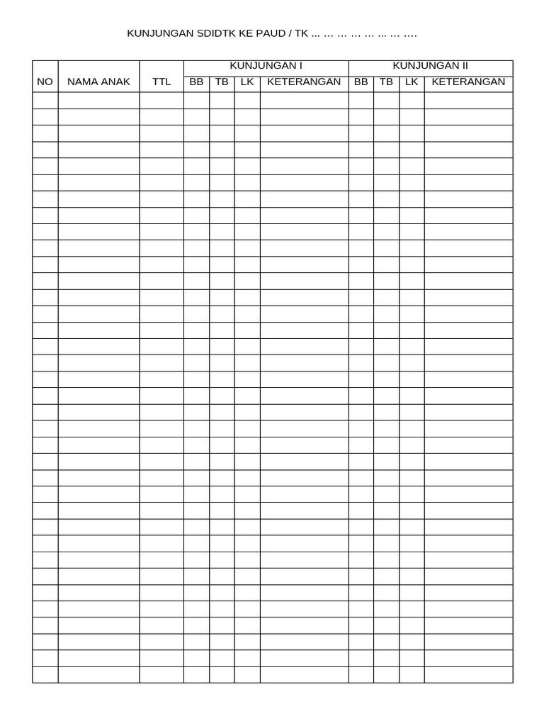 Form Ddtk Paud Tk | PDF