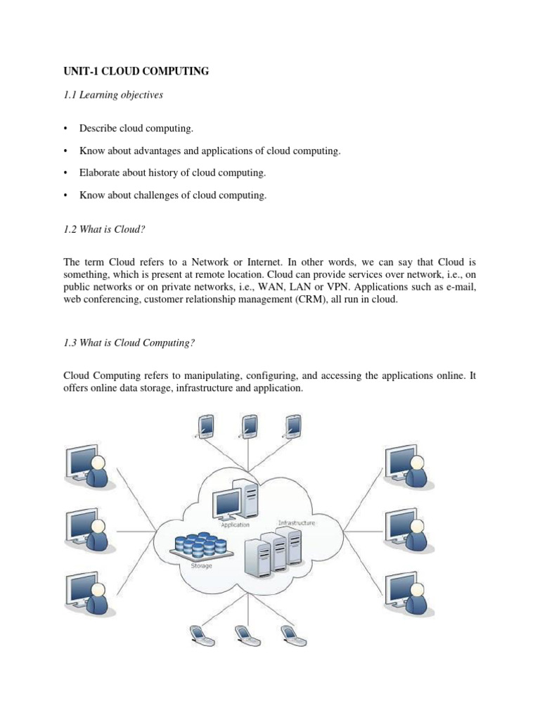 1.1 Learning Objectives: Unit-1 Cloud Computing | PDF