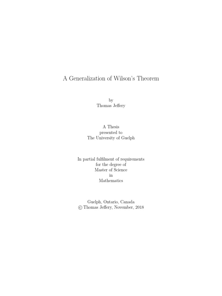 A Generalization of Wilson's Theorem | PDF | Group (Mathematics ...
