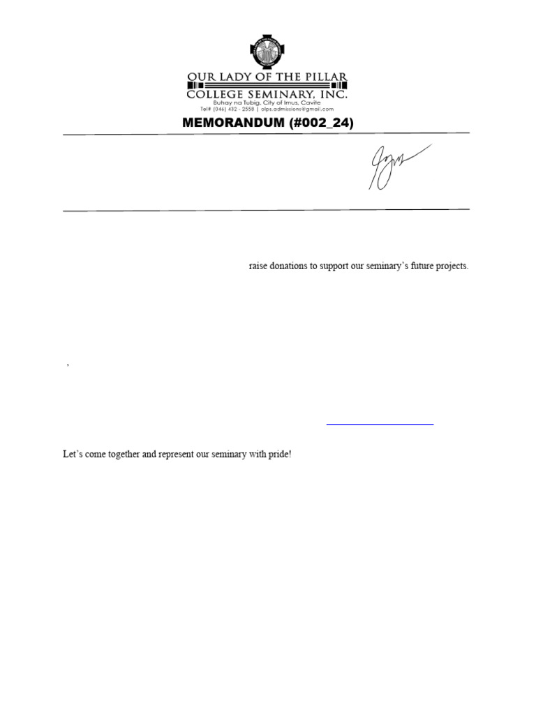 Memorandum #002 - 24 - Team Recruitment For Imus Nature Run | PDF