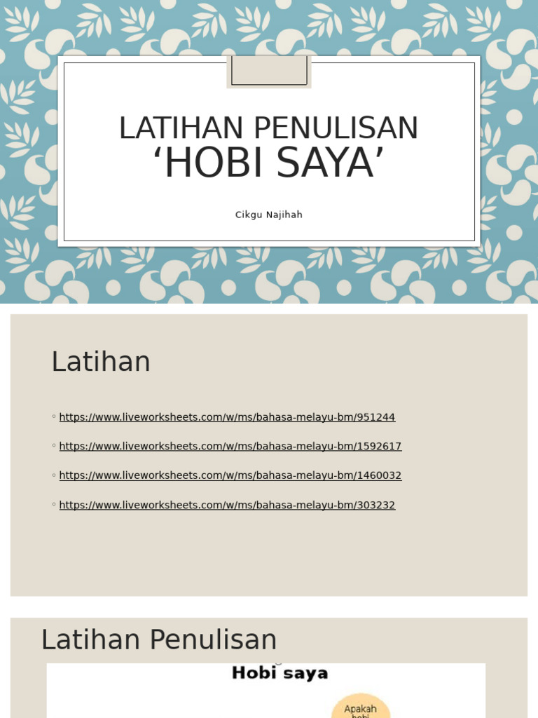 Latihan Penulisan - Hobi Saya | PDF
