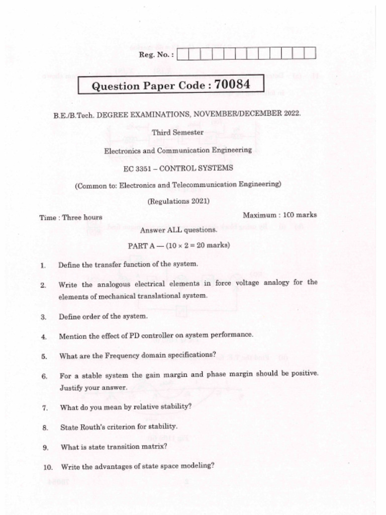 Control System Past Papers | PDF
