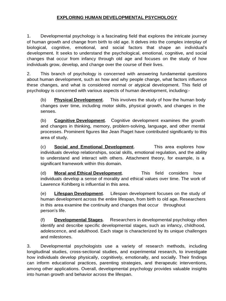 Human Developmental Psychology | PDF | Developmental Psychology ...
