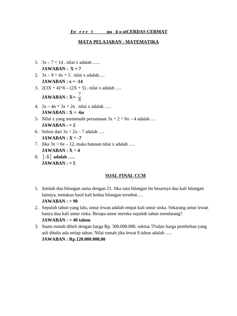 CCM MATEMATIKA | PDF