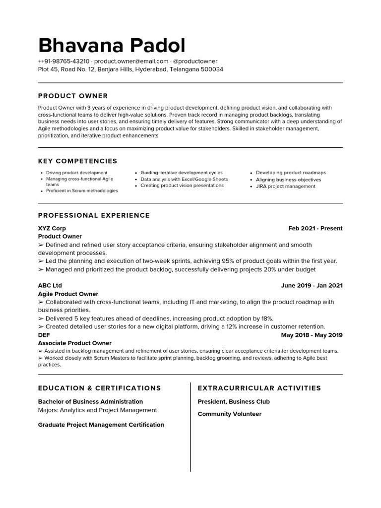 Black and White Simple Business School Graduate Corporate Resume (1) | PDF