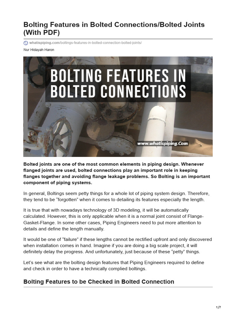 105-Bolting Features in Bolted ConnectionsBolted Joints With PDF | PDF