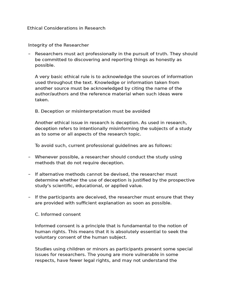 Ethical Considerations in Research | PDF