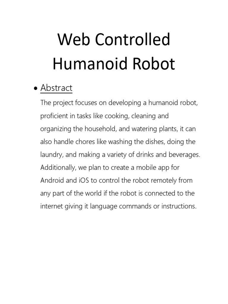 Web Controlled Humanoid Robot | PDF