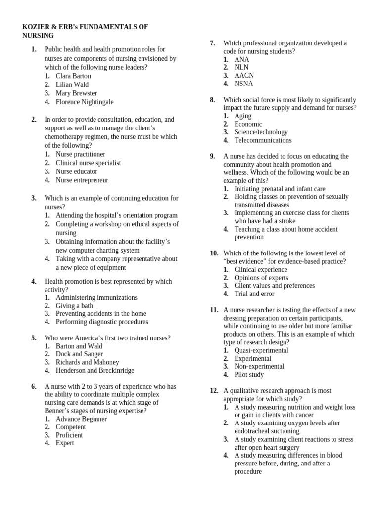 Kozier and Erb's Tests | PDF | Nursing | Caregiver