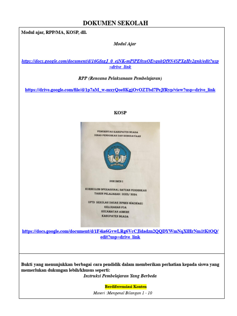 Dokumen Sekolah Uptd Sdi Waewaru Bapak Flavianus | PDF